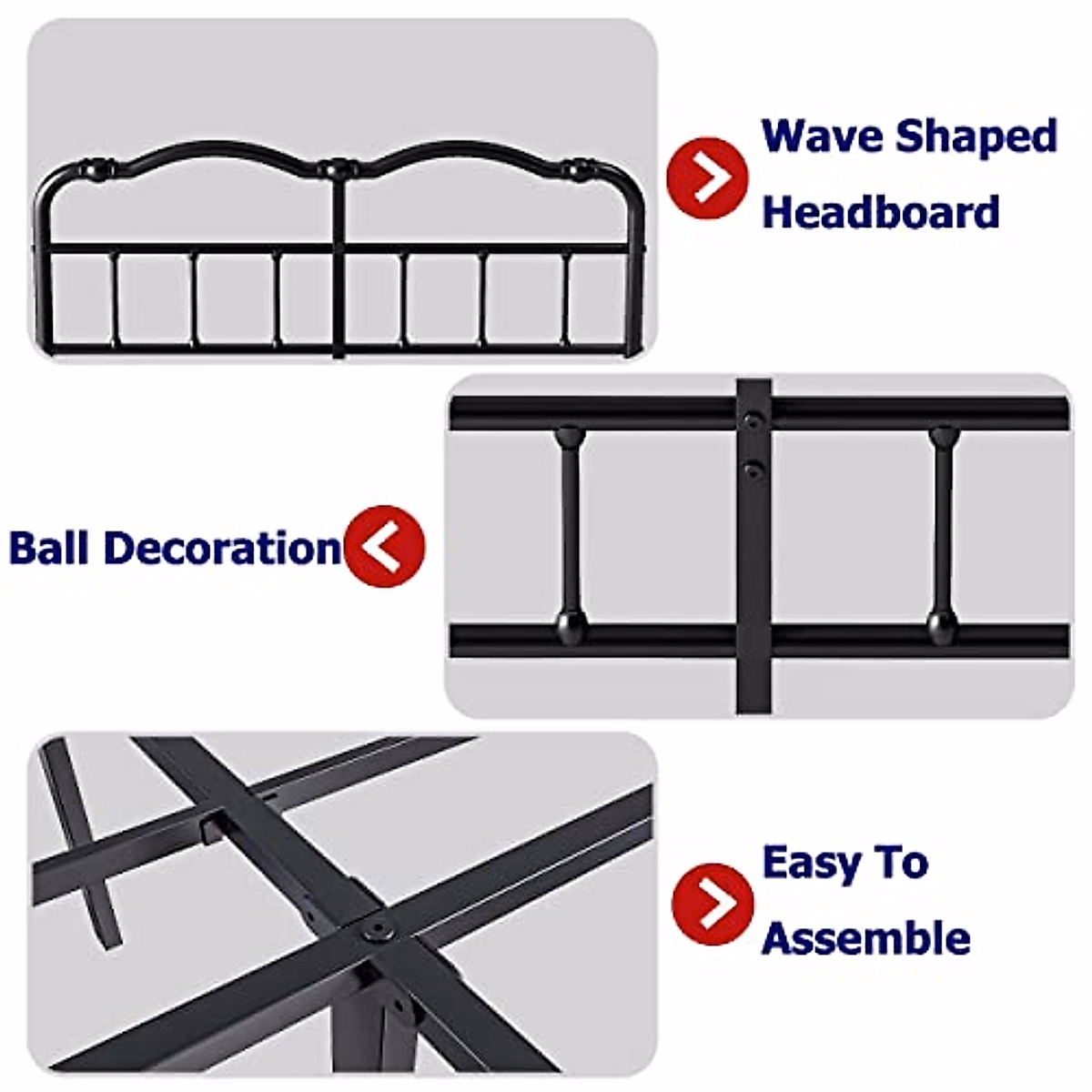 FDLOGW Queen Size Bed Frame with Headboard and Footboard, 14 Inch High, No Box Spring Needed Heavy Duty Metal Platform Bedframe, Noise Free