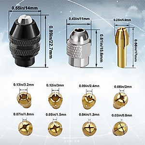 Taiss10PCS Drill Chuck Collet Set, 1/32 "to 1/8" Replacement Brass Quick Rotating Drill Nut for Dremel and Replacement 4485 4486 Keyless Drill Bit Chuck Handle Rotary Tool.