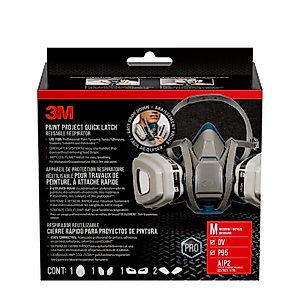 3M P95/OV Paint Project Quick Latch Reusable Respirator 6502QL, Medium Size, NIOSH-APPROVED Organic Vapor Cartridge & P95 Rated Filters, With 3M Cool Flow Valve & Quick Latch System (6502QLPA1-A-PS)