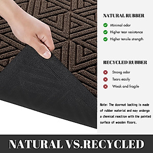 Yimobra Front Door Mat Outside Entrance 36 x 24, Waterproof and Washable Outdoor Mat, Non Slip Rubber Backing, Heavy Duty Welcome Matt for Home Entry Floor Porch Garage Office, Low Profile, Brown