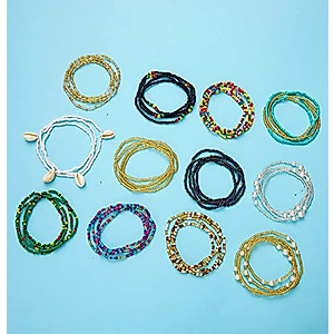 12PCS 24-70 Inches Plus Size Waist Beads Chains for Women Handmade African Belly Beads Layered Body Chain Beach Bikini Jewelry
