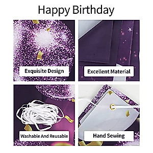 HAMIGAR 6x4ft Happy 17th Birthday Banner Backdrop - 17 Years Old Birthday Decorations Party Supplies for Girls - Purple
