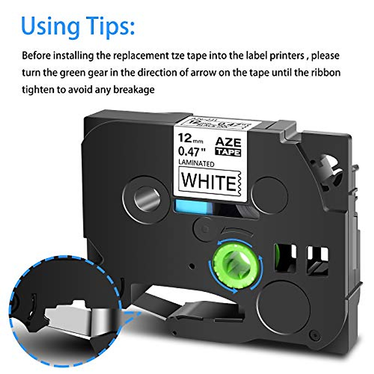 Cruxer Compatible for Brother TZE231 TZ231 12mm 0.47" Labelling Tape Black Text on White Tape Replacement for P-Touch Cube PTE550 PTP750 PTD210 PTD450 PTH110 PTD400AD PT710BT Label Makers, 1-Pack