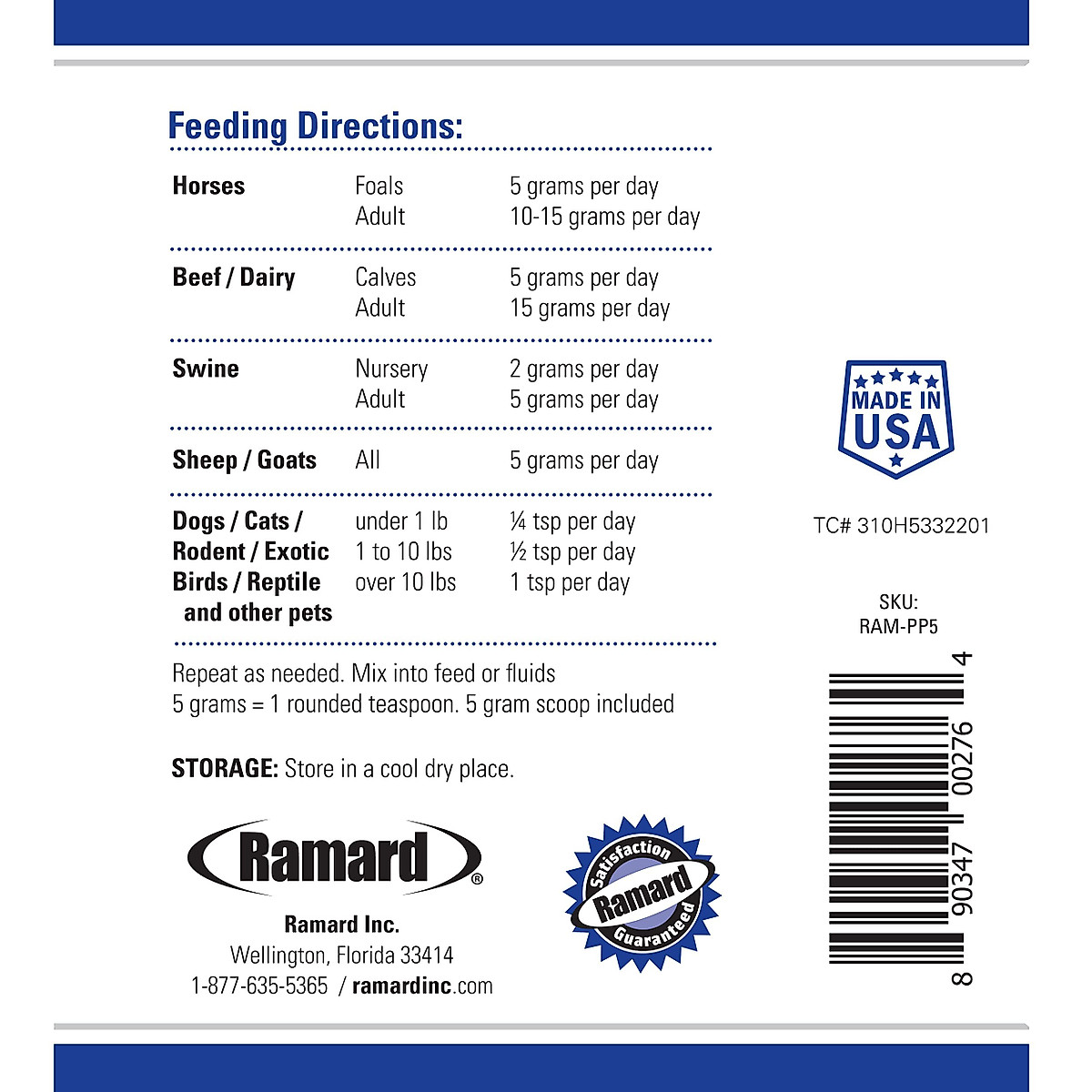 Ramard Total Prebiotic & Probiotic Equine Formula - Natural Digestive Supplement for Horses Optimal Gut Health, Nutrient Absorption, Foal Support Pro & Pre Biotics for Livestocks and Horse 5 lbs Jar