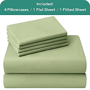 HOMEIDEAS Full Size Bed Sheets - 6 Piece Set (Sage Green) - Extra Soft Brushed Microfiber 1800 Bedding Sheets, Deep Pocket, Wrinkle & Fade Free
