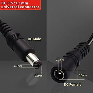 DaFuRui 2.1mm DC Splitter Cable，5Pack 5.5mm x 2.1mm Male to Dual 5.5mm x 2.1mm Female Output Power Splitter Cable Y Adapter Extension Cable for for CCTV Cameras LED Light Strip