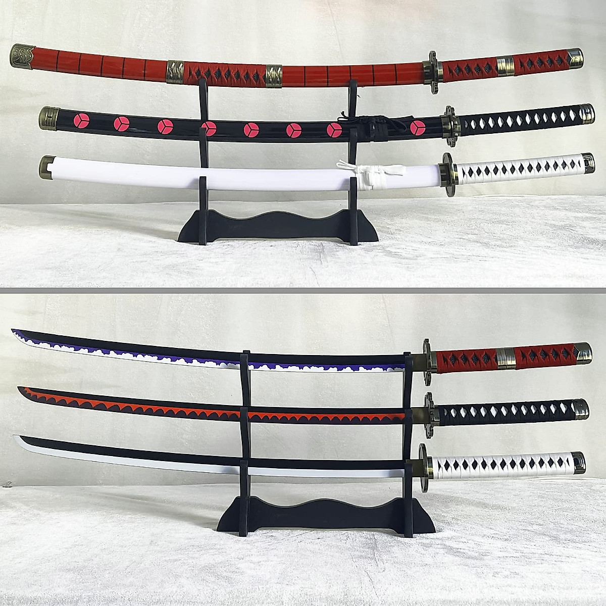 Roronoa Zoro 3 Piece Set Swords,Kitetsu,Shusui,Wado Ichimonji,Zoro Role Play Accessoriesfor Role-Playing and Collection