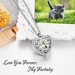 XIUDA Personalized Photo Urn Necklace for Cat Ashes Custom Photo Ashes Necklace Pet Cremation Jewelry for Women Memorial Cremation Necklace for Men