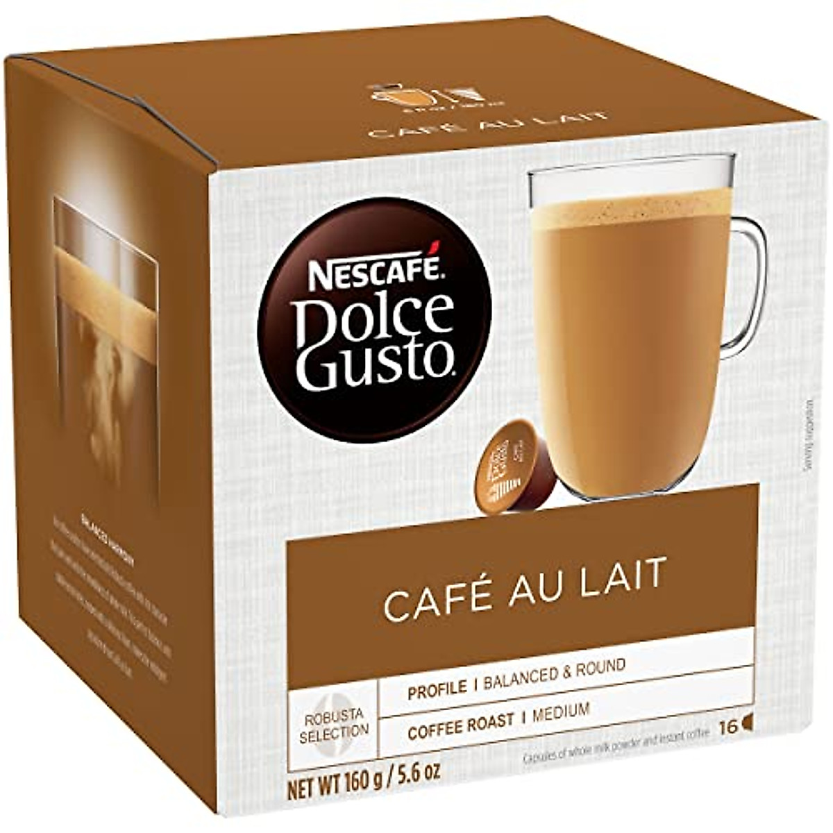 Nescafe Dolce Gusto Coffee Pods, Cafe Au Lait,16 Count (Pack of 3)
