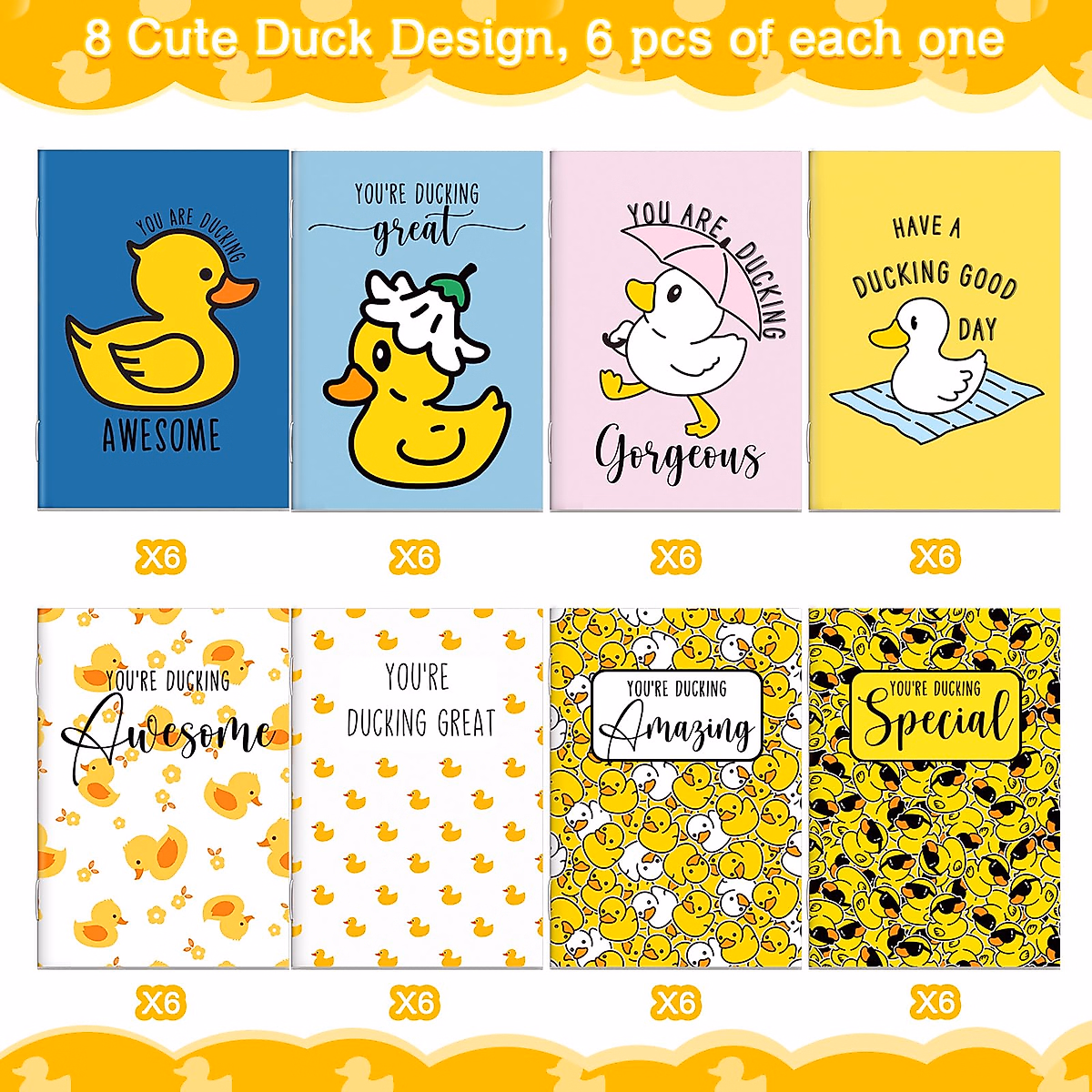 Colarr 48 Pcs First Day of School Gift for Students from Teacher Inspirational Duck Notepads Bulk Motivational Cute Duck Mini Notebooks Coworker Valentines Day Gifts Duck Gifts for Duck Lovers