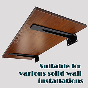 HDbonemu 6 Inch Heavy Duty Wall Mount Floating Shelf Brackets , Cast Iron Industrial Black L-Shelving Bracket, Concealed Countertop Brackets, Fireplace Brackets Max Load 500 lbs - 2 Pack