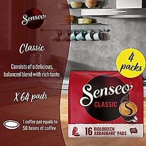 Senseo Hamilton Beach Commercial HDC200B Coffee Brewer 1 Cup Pod Coffeemaker and 64 Coffee Pods Medium Roast Classic, Black Single Hospitality 3-Minute Brew Time