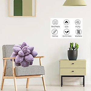 3D Succulent Pillow Super Soft Imitation Rabbit Fur Succulent Plush Pillows Creative Cactus Pillow Plant Shaped Decor Throw Pillow for Couch Sofa Bed Car Chair Cushion