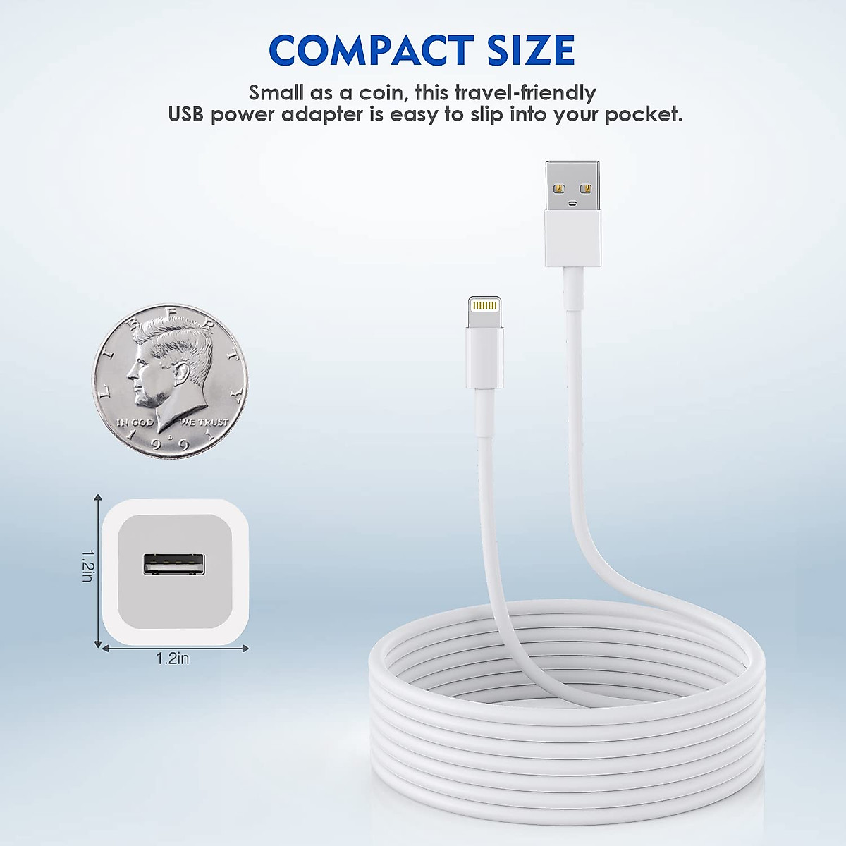 iPhone Charger, 2Pack 10FT Extra Long【Apple MFi Certified】 iPhone Charging Lightning Cable Fast Transfer Cord with USB Wall Apple Chargers Travel Plug Adapter for iPhone 13/12/11/SE 2020/X/XR/8/7