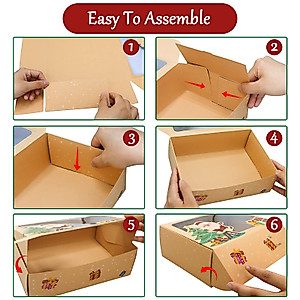 Hifunwu 12 PCS Christmas Cookie Boxes Christmas Treat Boxes with Window for Pastries, Cupcakes, Cookies, Brownies, Donuts Gift-Giving