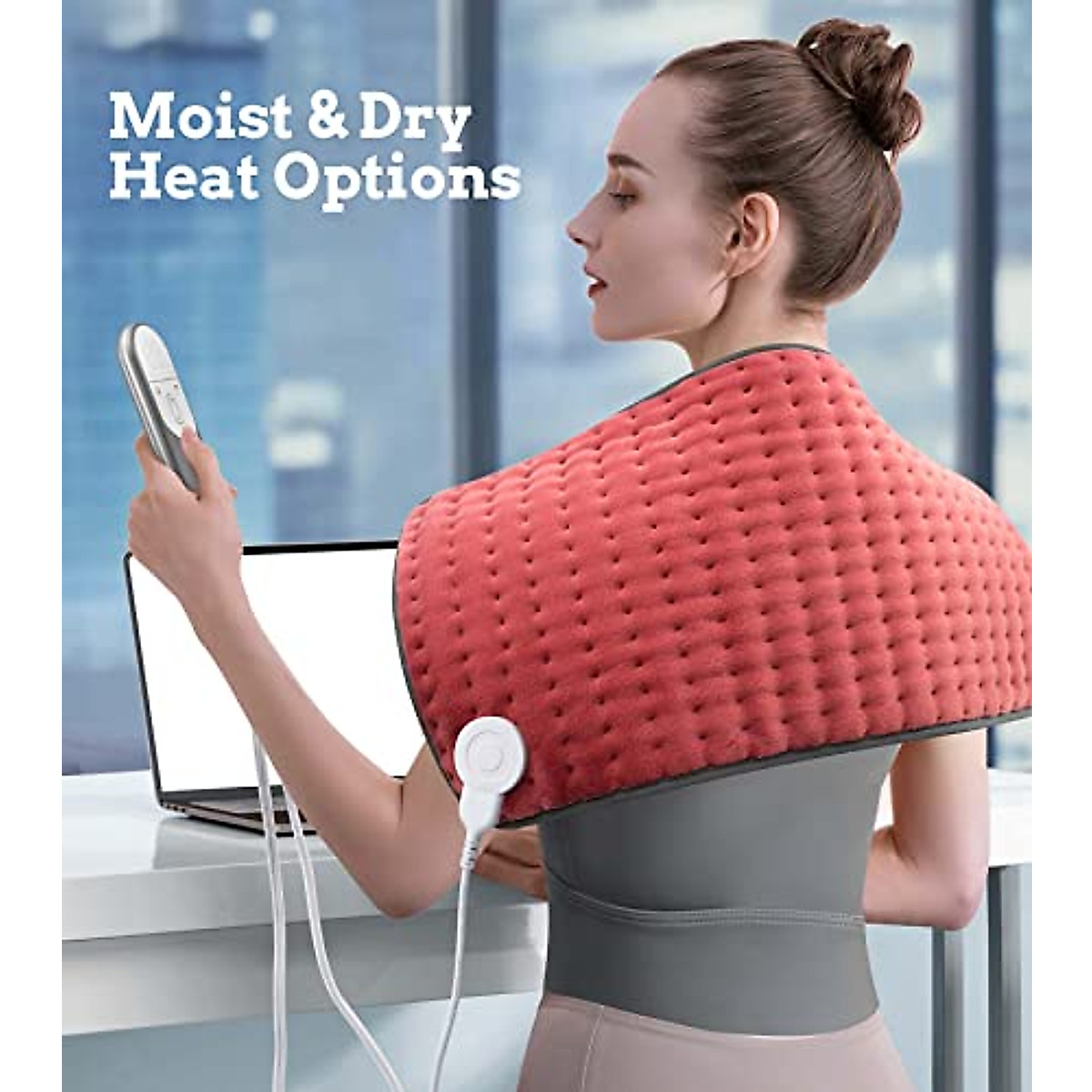 Heating pad for Back, Neck, Shoulder, Abdomen, Knee and Leg Pain Relief, Mothers Day Gifts for Women, Men, Dad, Mom, Auto-Off,Machine Washable,Moist Dry Heat Options,Extra Large 12"x24"