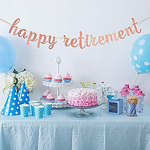 INNORU Glitter Happy Retirement Banner - for Farewell Party Bunting - Leaving Theme - Finally Retiring Party Bunting Decoration Rose Gold