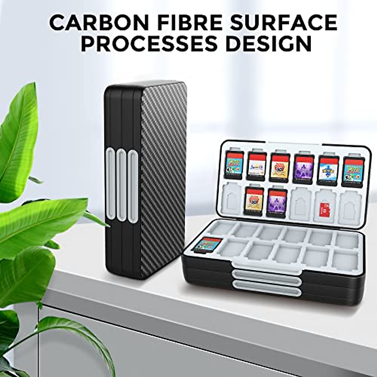 HEIYING Switch Game Card Case for Nintendo Switch/OLED/Lite,Portable Travel Carry Case with 72 Game Card Slots and 24 Micro SD Cards Slots