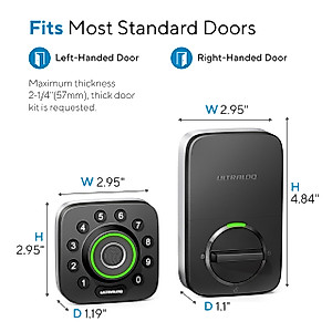 ULTRALOQ U-Bolt Pro Smart Lock + Bridge WiFi Adaptor, 6-in-1 Keyless Entry Door Lock with WiFi, Bluetooth, Biometric Fingerprint and Keypad, Smart Door Lock Front Door, Deadbolt Lock Edition