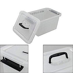 Kekow 6 L Clear Storage Box, Plastic Storage Latch Box with Black Handle, 4-Pack