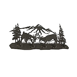 Things2Die4 Brown Laser Cut Metal Deer Hook Rack Decorative Wall Mounted Key and Coat Hanger