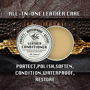 SALTY FISH All-Natural Leather Conditioner and Cleaner,Made with Mink Oil Beeswax,Protect Soften Waterproof Leather Furniture,Car Seats,Shoes,Boots,Bags (3.53 Oz)