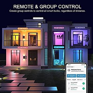 CRESTIN Smart Light Bulbs LED, RGBCW Color Changing Light Bulbs 2.4GHz WiFi &Bluetooth, Dimmable, Music Sync, Schedules, A19 E26, 9W=60W, 800LM Work with Alexa&Google Assistant, No Hub Required 2 Pack