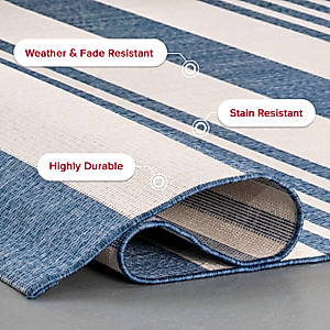 nuLOOM Robin Multi Stripe Indoor/Outdoor Area Rug, 10x14, Blue