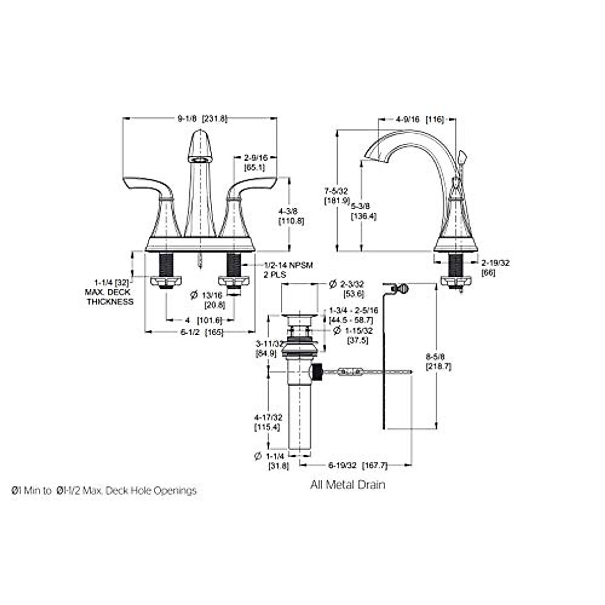 Pfister LG48-BS0Y Bronson 2-Handle Centerset Bathroom Faucet, 4", Tuscan Bronze