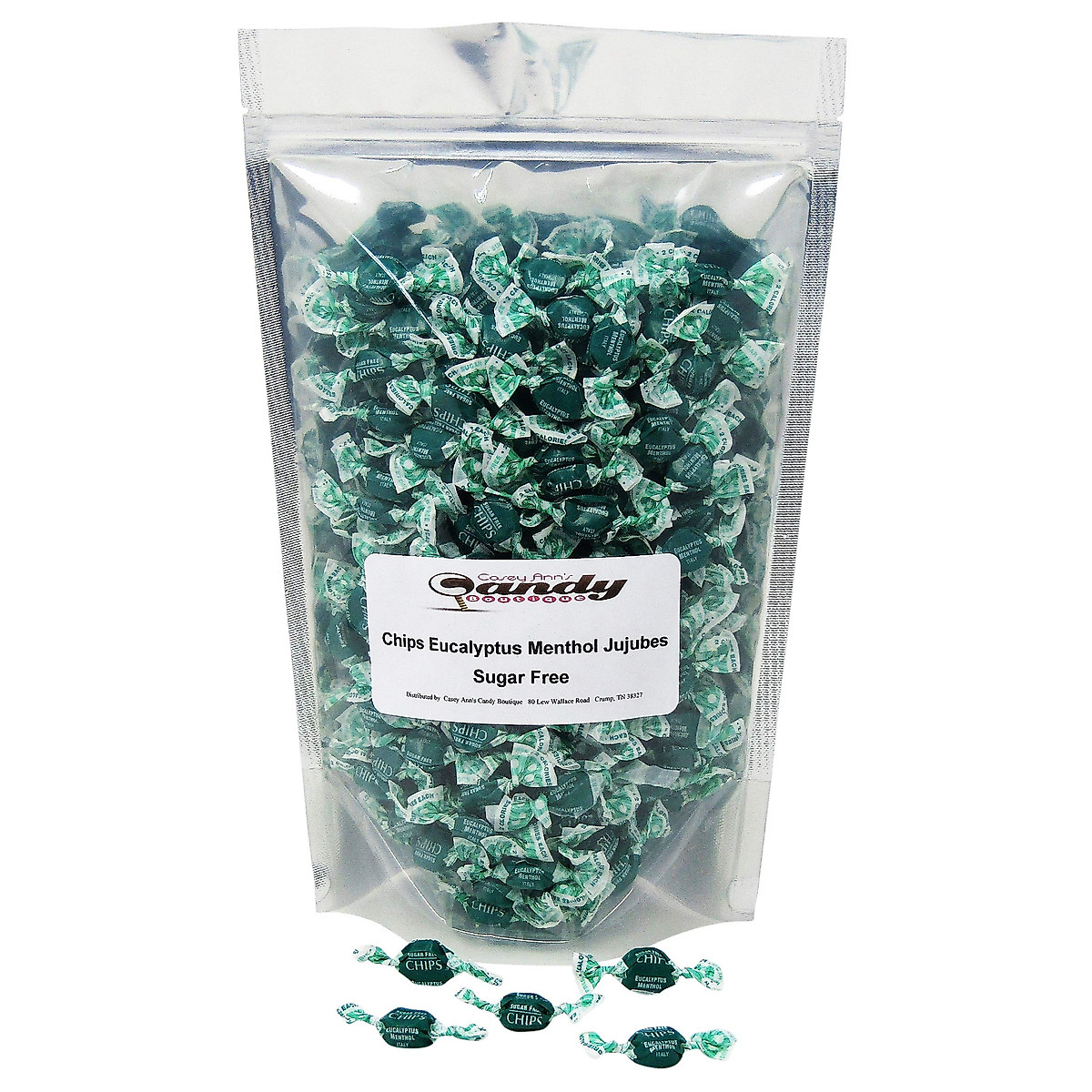 Chips Eucalyptus Menthol Jujubes Sugar Free 1 Pound Bag