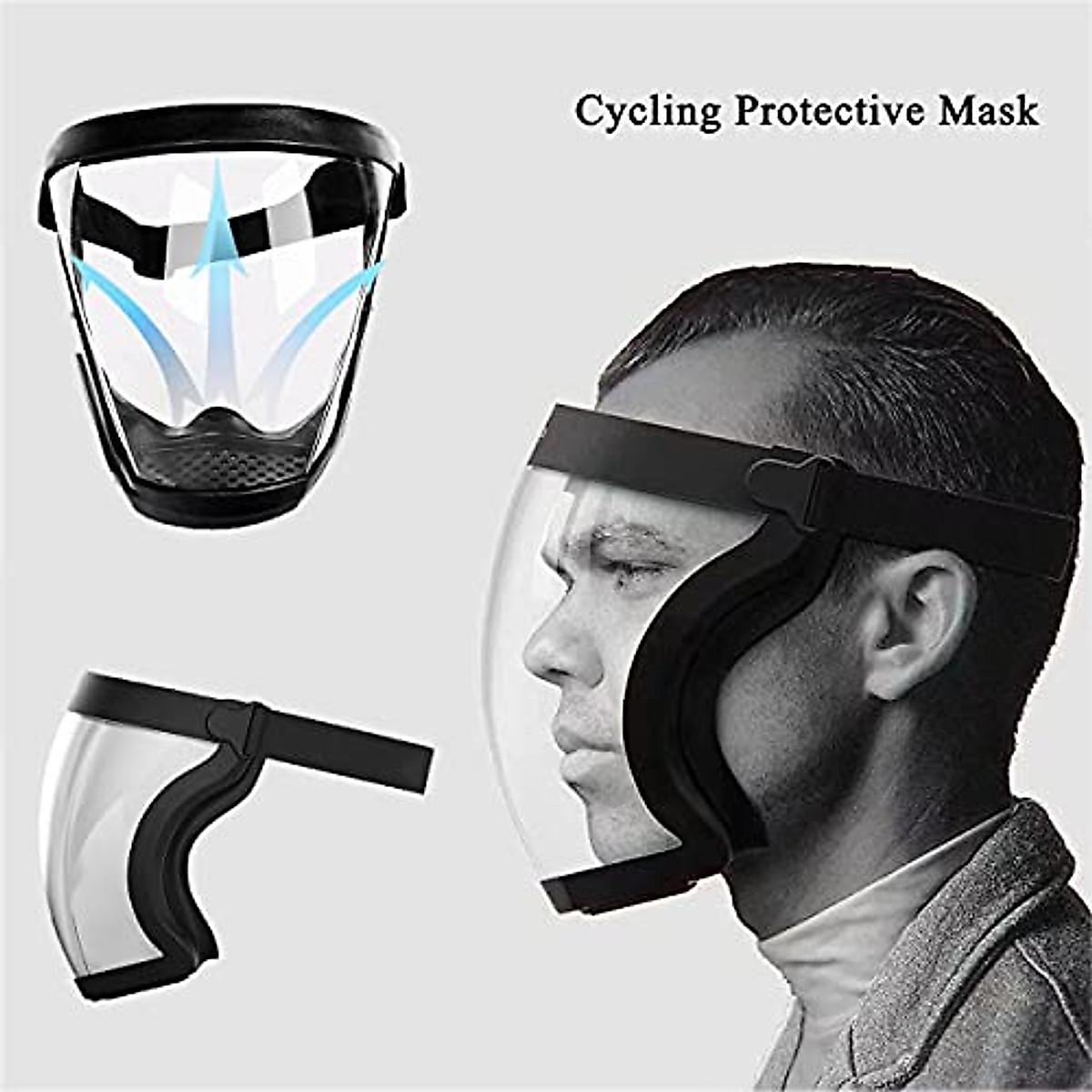 Full Face Shield, Super Protective Anti-Fog Transparent High-Definition Face Shield for Adults (Black)