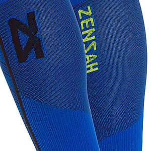 Zensah Featherweight Compression Ultra-Light Calf Sleeves, Sporty Blue, Medium