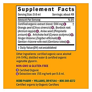 Herb Pharm Better Bitters Certified Organic Digestive Bitters, Classic, 1 Ounce