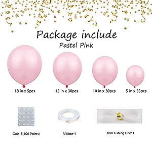 Pastel Pink Balloons 100pcs Pink Balloon Garland Arch Kit 5/10/12/18 Inch Different Sizes Pastel Pink Matte Latex Balloon for Baby Shower Gender Reveal Birthday Party Wedding Decorations