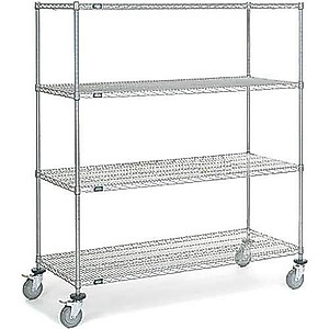 Nexel Chrome Wire Shelf Truck, 60" W x 24" D x 69" H 1200 Lb. Capacity
