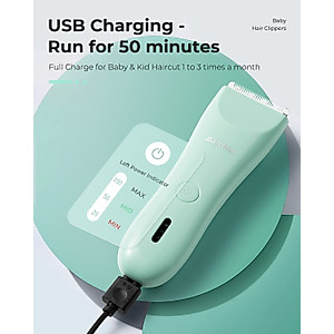 baistom Quiet Baby Hair Clippers Bundled with Replacement Blade and USB Charging Cable
