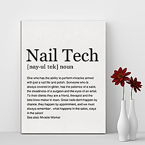 LEXSIVO Nail Tech Definition Print Canvas Wall Art Home Office Decor Modern Minimalist Painting 12x15 Canvas Beauty Poster Framed Ready to Hang Salon Artwork