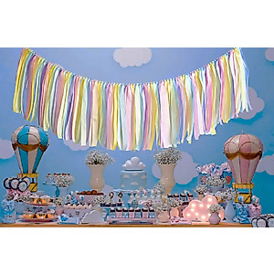 Kingsnow Highchair Banner Birthday Ribbon Garland 40 inches Chair Tutu Skirt for Ice Cream Party Decor,Baby Shower,Photo Booth Props,Classroom Decor and Girl Birthday