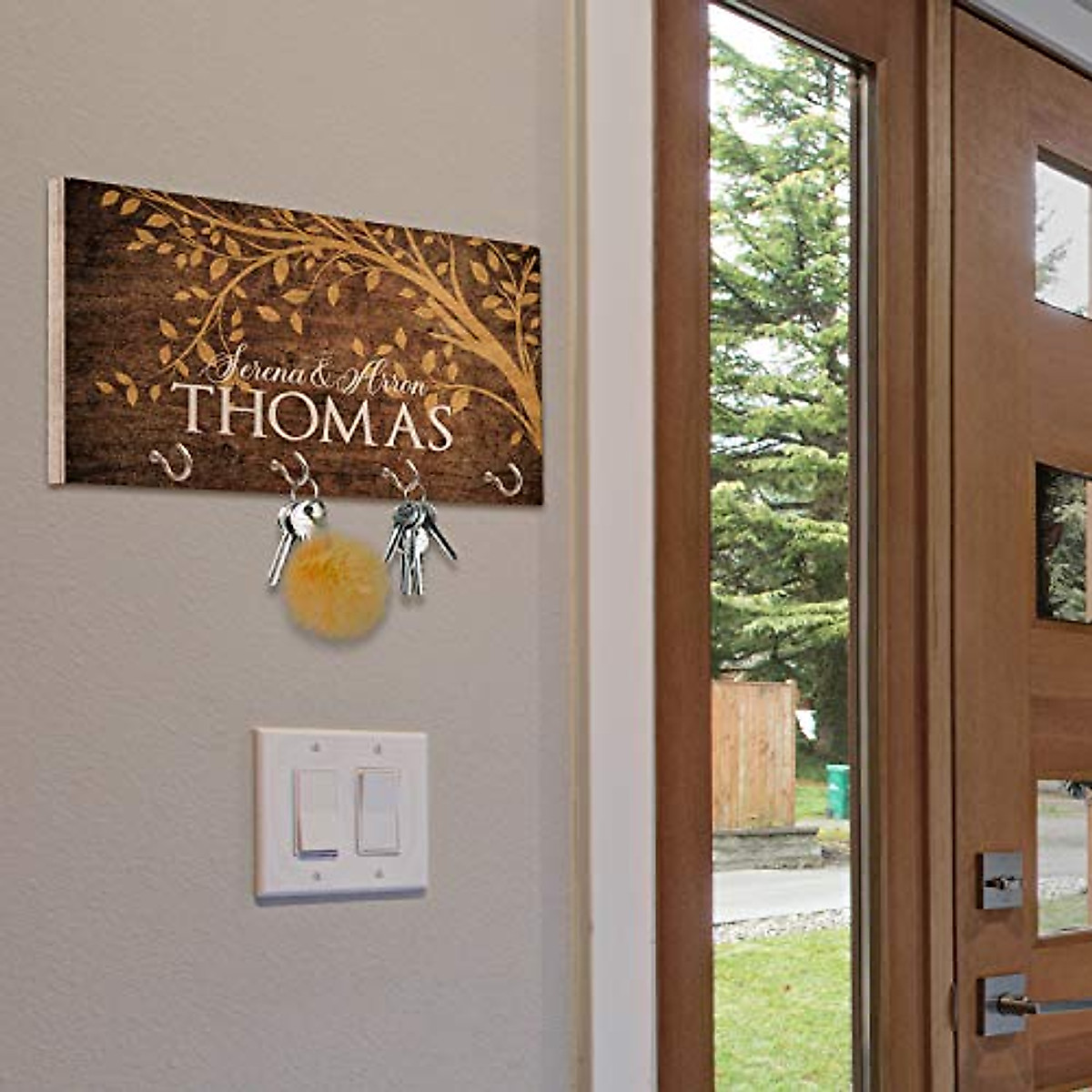 People People Personalized Wood Key Hanger for Wall | New Home Décor Gift for Wedding Housewarming | Customized Gifts for Couple Mr Mrs Key Ring Holder Hook | Key Rack | C02D08