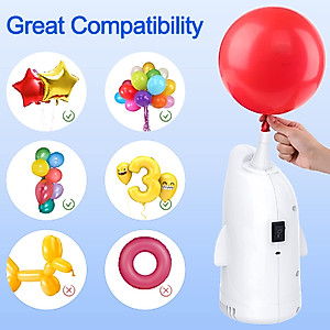Balloon Pump Electric, Cadrim Electric Portable Balloon Pump with Nozzle and Balloon Knotter, Penguin Shaped Portable Balloon Pump Inflator for Party/Wedding/Christmas/Birthday/Ceremony