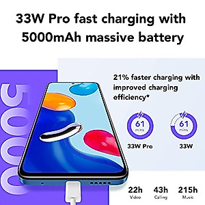 Xiaomi Redmi Note 11 4G Global Version 128GB + 6GB Unlocked 6.43" Quad Camera 50MP Night Mode (NOT Verizon Sprint Boost Cricket At&t) (w/Fast Car Charger Bundle) (Twilight Blue)