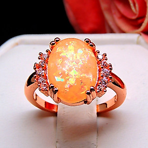 Ginger Lyne Collection Kennedy Simulated Oval Fire Opal Ring (11) Size 11