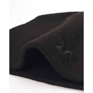 Hurley Men's Icon Staples Beanie - Lightweight Classic Loose Knitted Hat for Men, Black/Black
