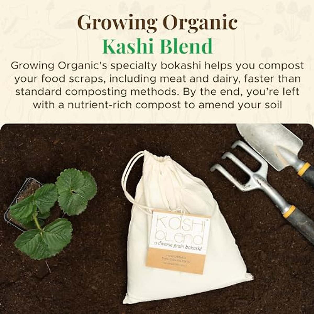 Kashi Blend A Diverse Grain Bokashi - Dry Powder to Compost Food & Pet Waste Indoors Outdoors for Better Planting Soil - Help Renew The Soil and Maintain Higher Levels of Soil Biodiversity - 2lbs