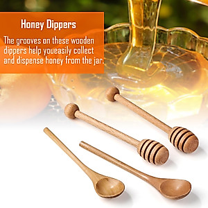 4pcs 6inch Honey Dipper Stick,Long Handle Coffee Stirring Spoons,Wooden Honey Jar Spoons Stirrer,Dessert Iced Tea Cocktail Mixing Spoons for Home Kitchen