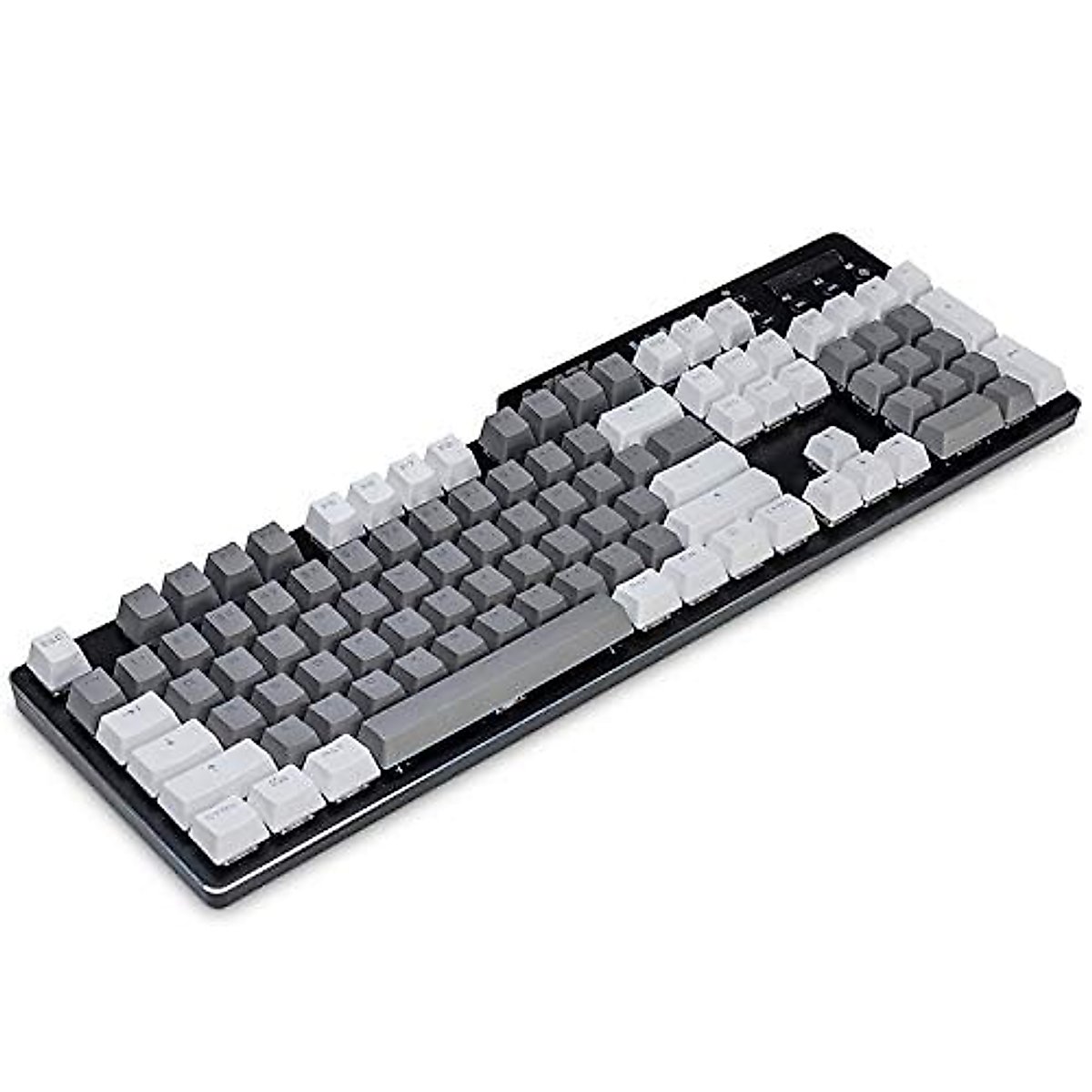 AK35I Wired Full-Size Mechanical Gaming Keyboard with Blue Switches, White-Grey Matching PBT Keycaps, Anti-Ghosting Multimedia Keys Roller, White Backlit, Programmable Macro, Aluminum Black
