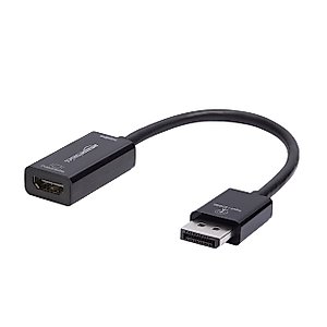 Amazon Basics DisplayPort (Not compatible with a USB port) to HDMI Adapter (4k@60Hz), Black, 9.25 x 0.87 x 0.47 in