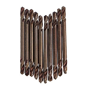 Bestol 10pcs/set Practical Steel M35 Cobalt Twist Drill Bit 1/8" 11/64" 13/64" Double Ended Cobalt M35 Drill Bit Set Wood Metal Drilling (3.2mm(1/8") Double Ended)