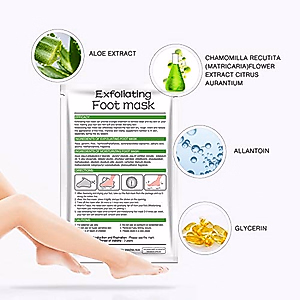 Foot Peel Mask 3 Pack， Exfoliator Peel Off Calluses Dead Skin Callus Remover，Baby Soft Smooth Touch Feet-Men Women (Aloe Vera)