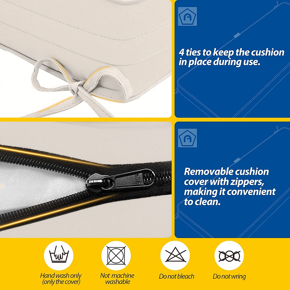 AAAAAcessories Outdoor/Indoor Bench Cushion for Patio Furniture Bench/Swing/Settee, 48 x 18 x 3 Inch, Beige